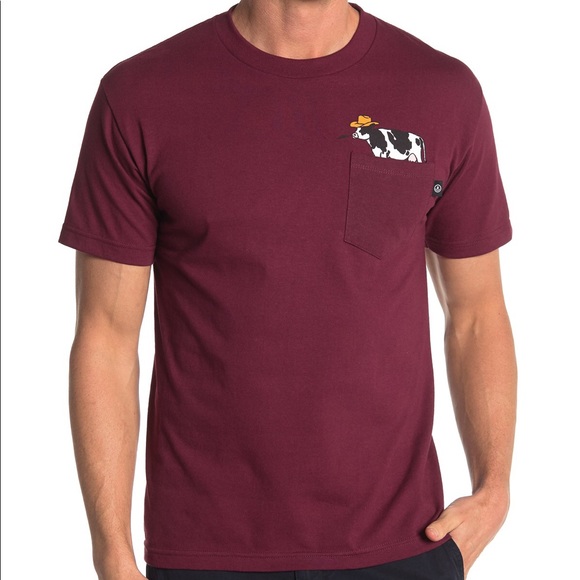 Neff | Shirts | Nwt Neff Maroon Cow Cowboy Hat Pocket Shirt White ...